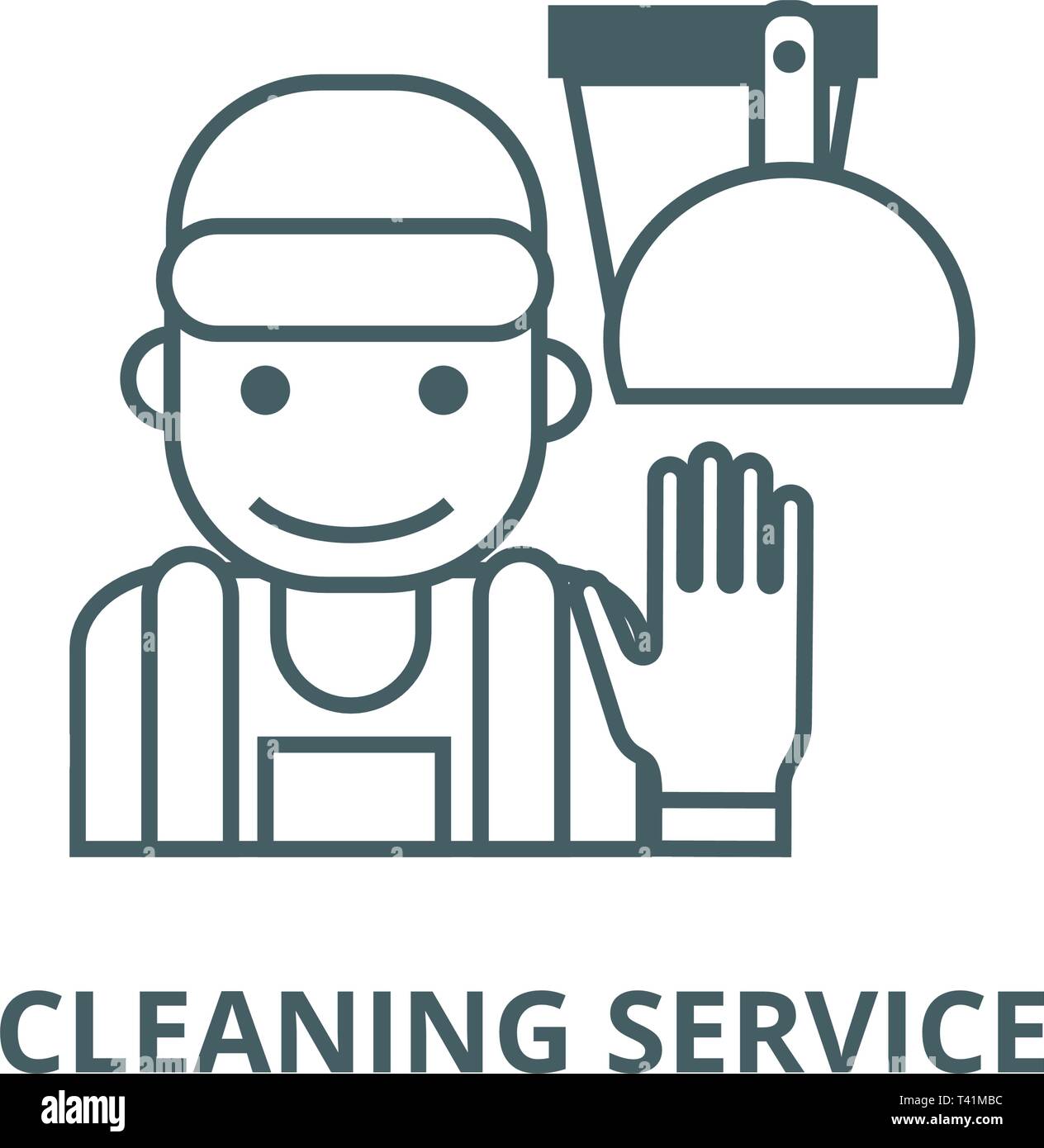 Cleaning service illustration line icon, vector. Cleaning service ...