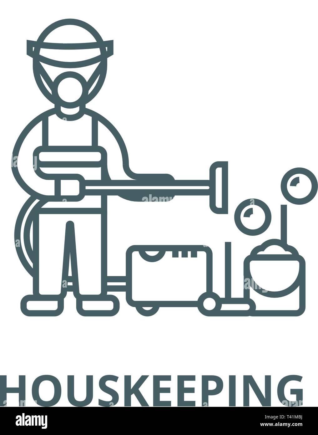 Cleaning service,houskeeping line icon, vector. Cleaning service ...