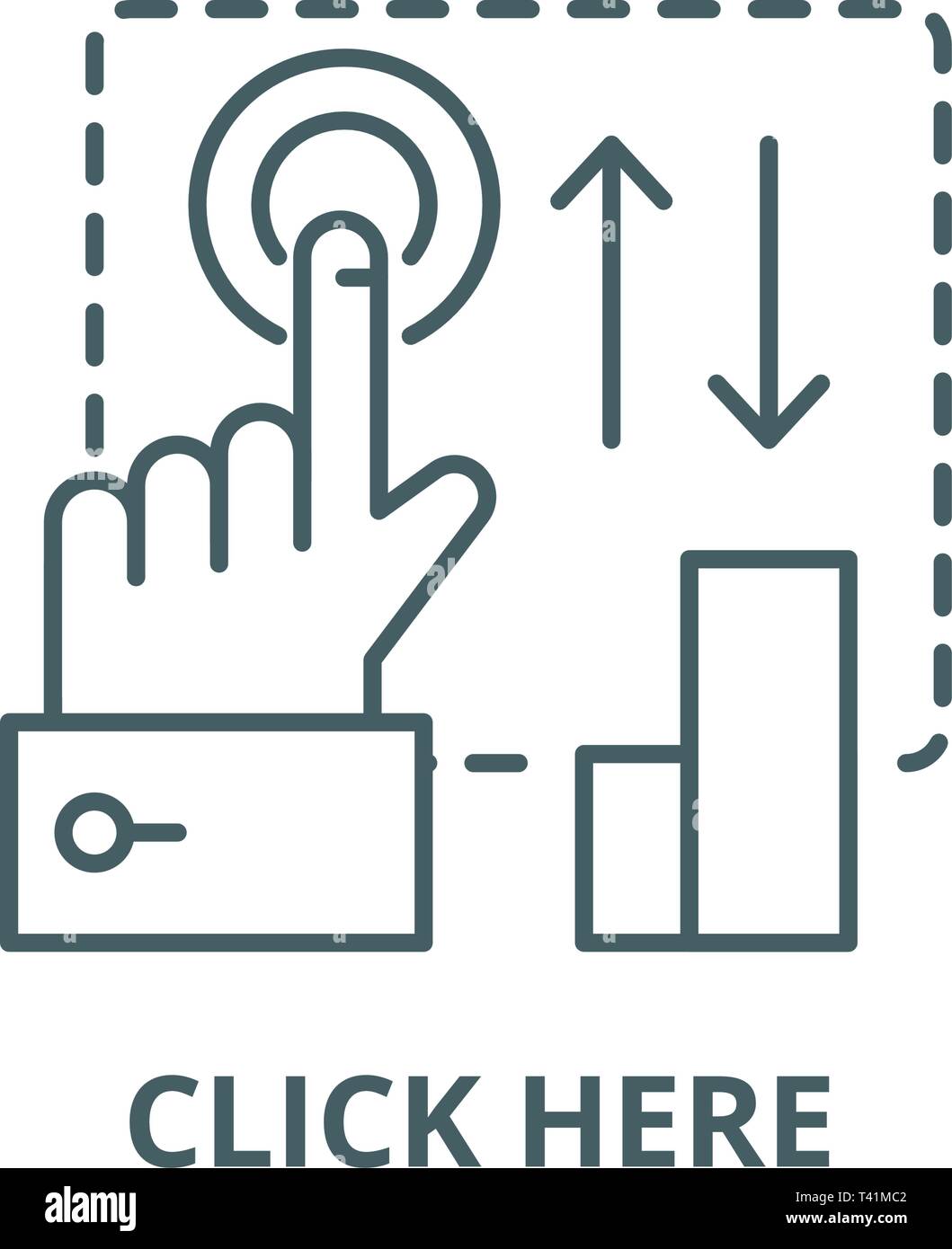 Click here line icon, vector. Click here outline sign, concept symbol ...