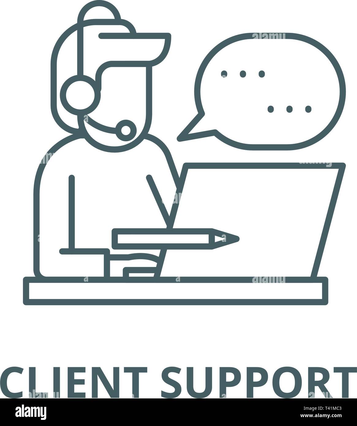 Client support line icon, vector. Client support outline sign, concept ...