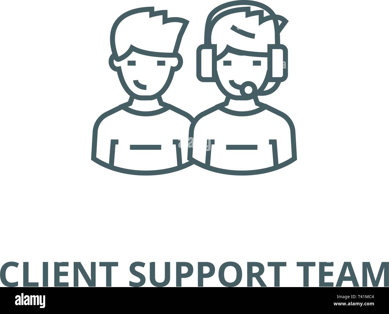 Client support team line icon, vector. Client support team outline sign ...