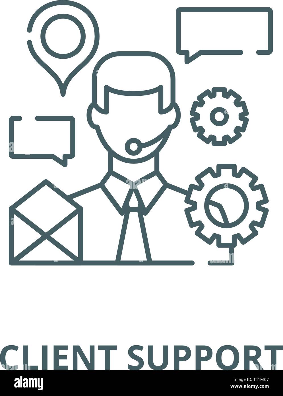 Client support line icon, vector. Client support outline sign, concept ...