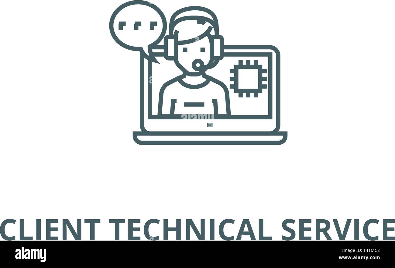 Client technical service line icon, vector. Client technical service ...