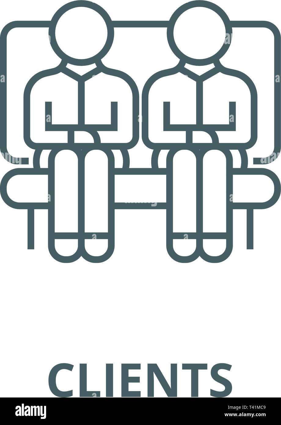 Clients,two men on sofa,partners line icon, vector. Clients,two men on ...