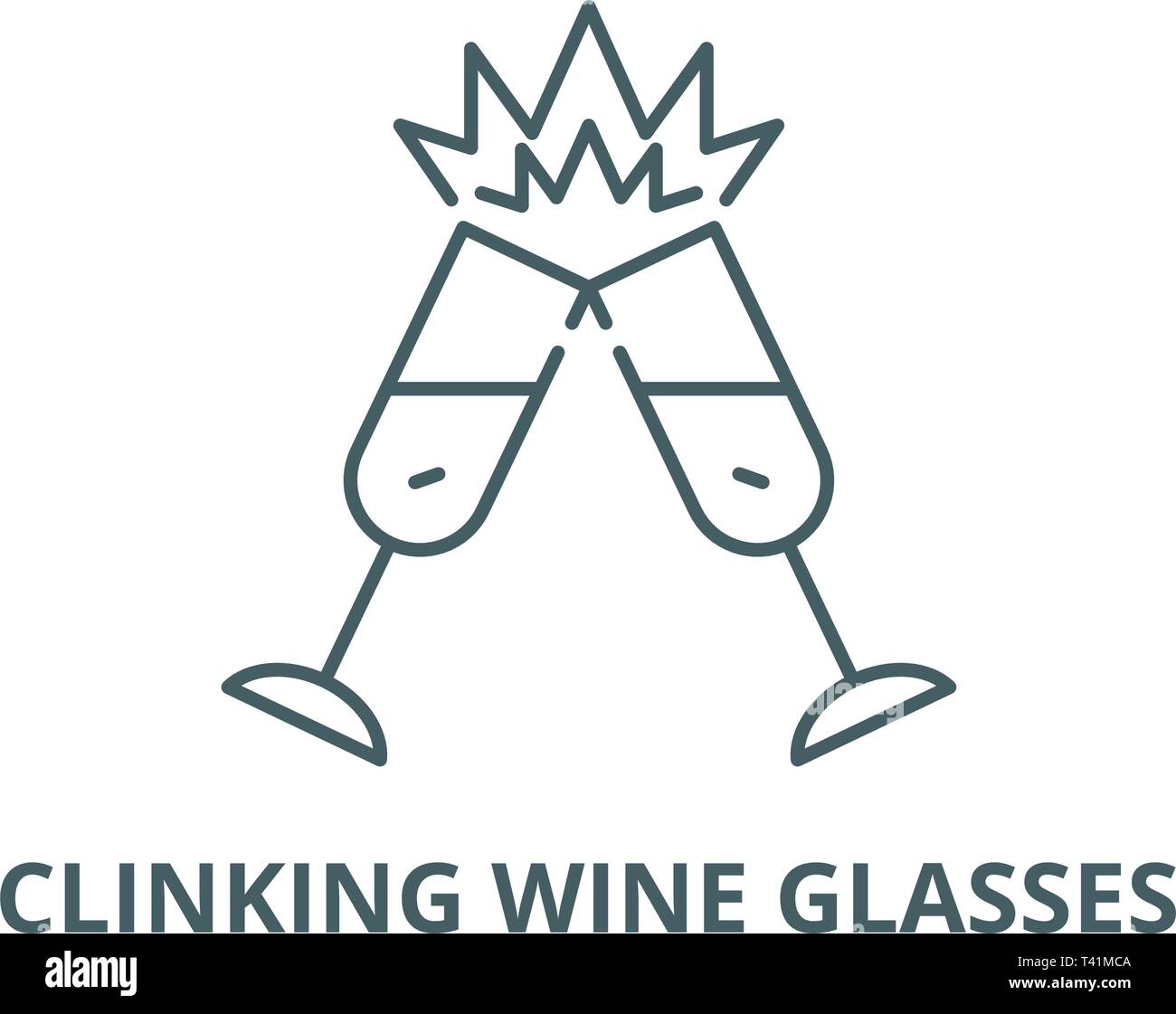 Clinking wine glasses line icon, vector. Clinking wine glasses outline ...