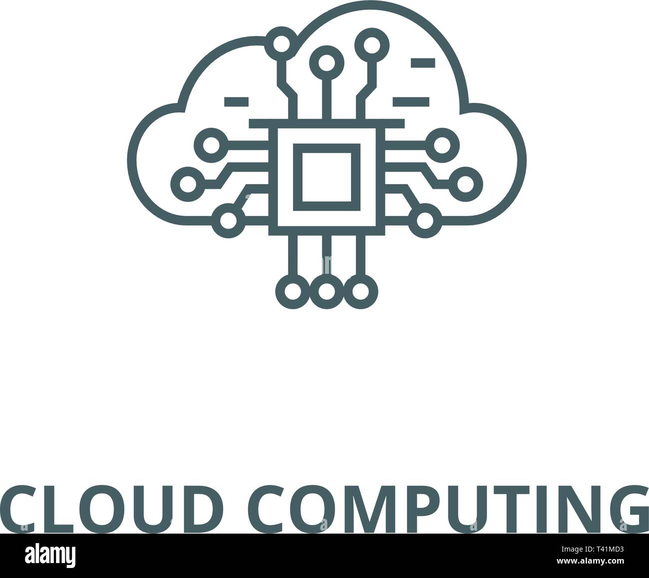 Cloud computing line icon, vector. Cloud computing outline sign, concept symbol, flat ...