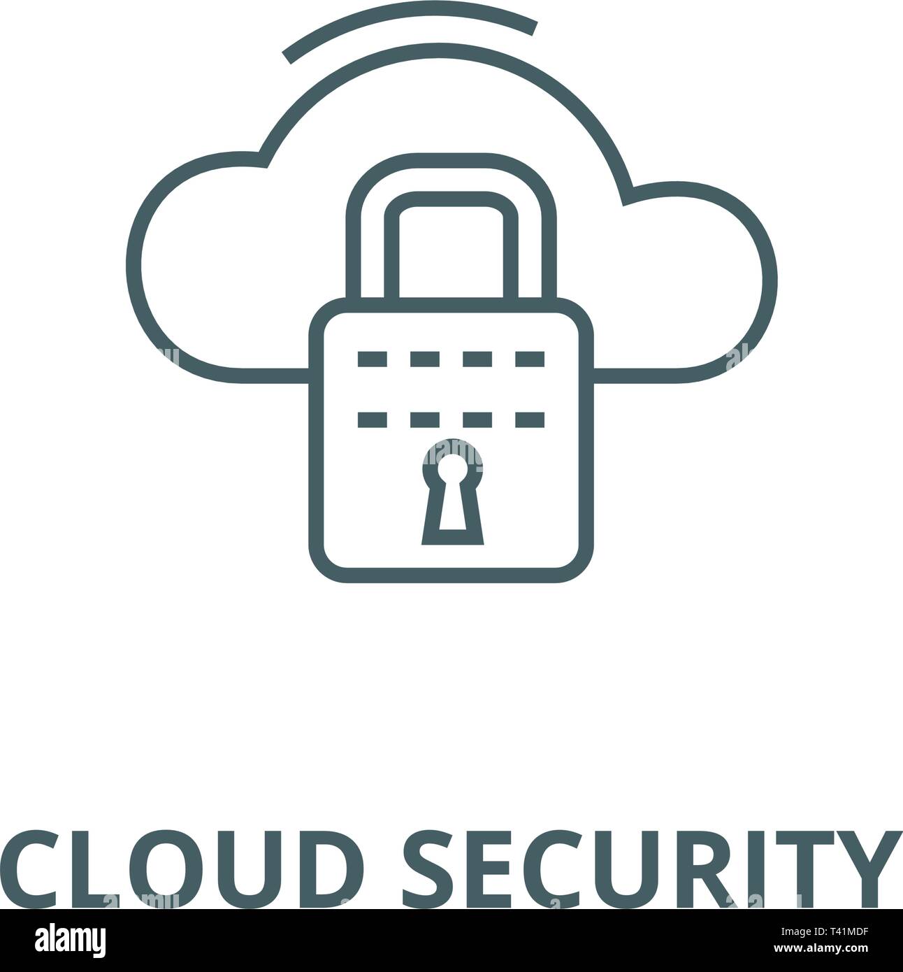 Cloud security line icon, vector. Cloud security outline sign, concept ...