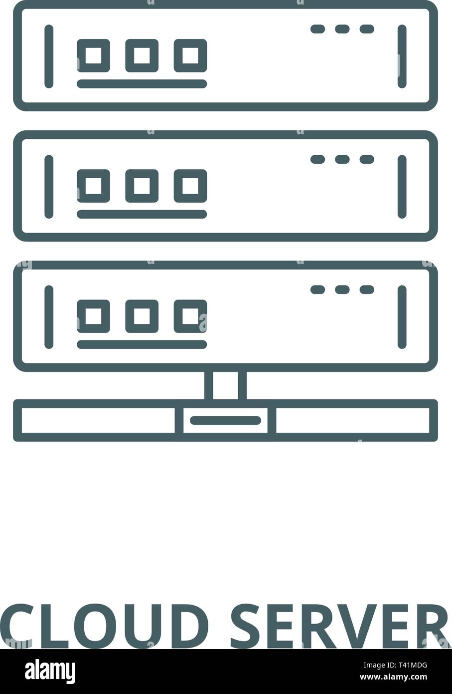 Cloud server line icon, vector. Cloud server outline sign, concept symbol, flat illustration ...