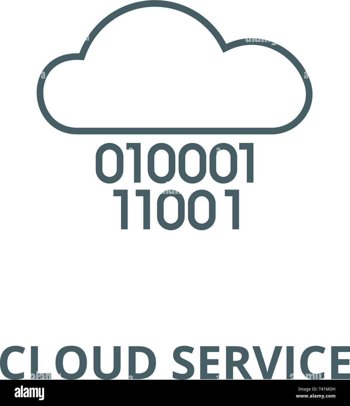 Cloud service,digits zero one,binary code line icon, vector. Cloud service,digits zero one ...