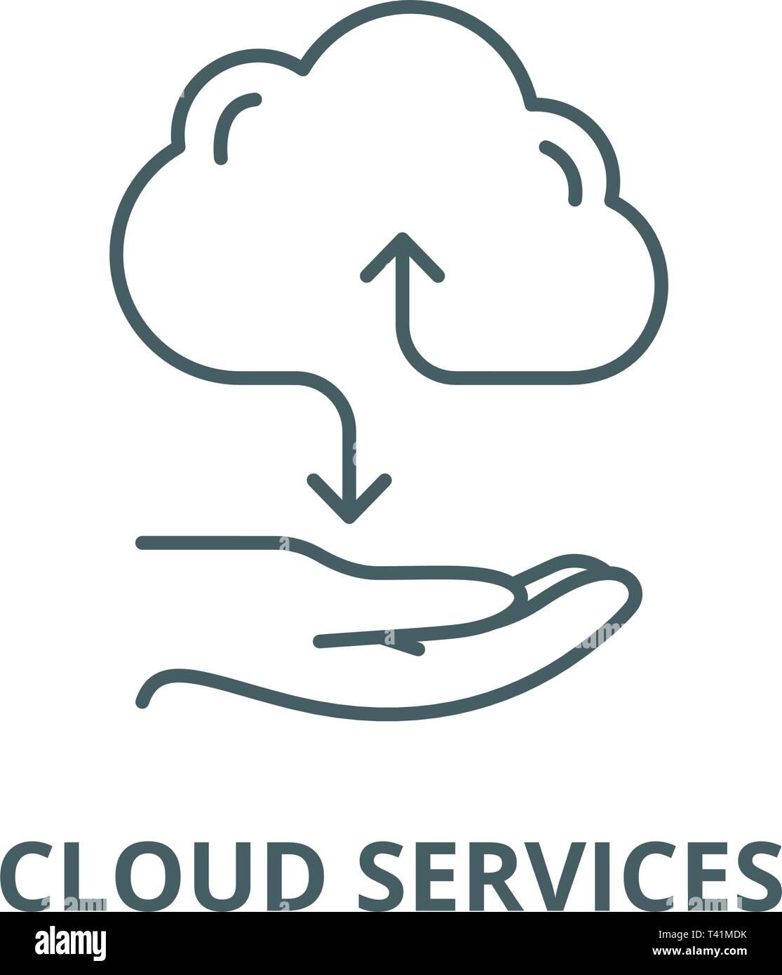 Cloud services line icon, vector. Cloud services outline sign, concept ...