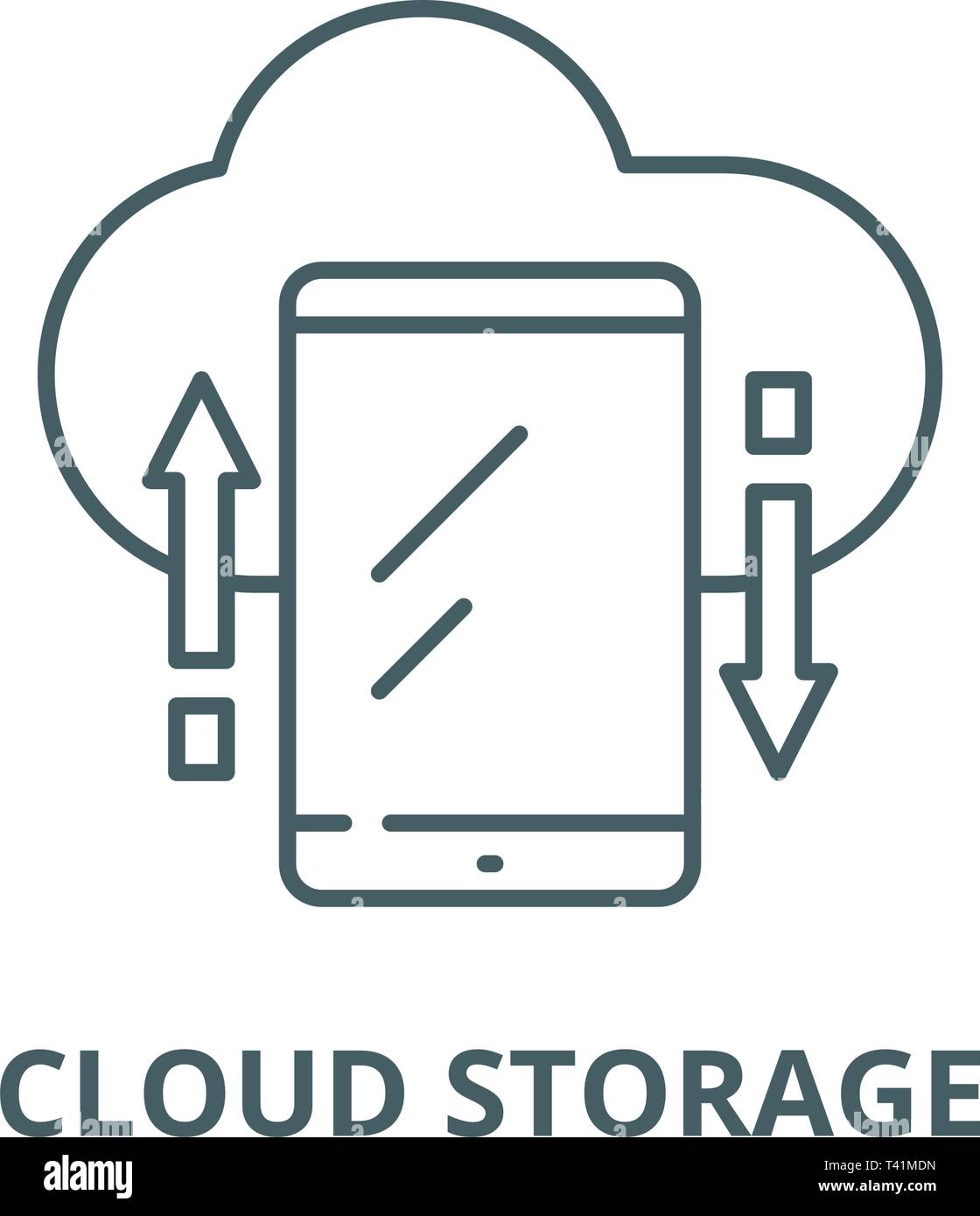 Cloud storage line icon, vector. Cloud storage outline sign, concept ... Cloud storage line icon, vector. Cloud storage outline sign, concept ...