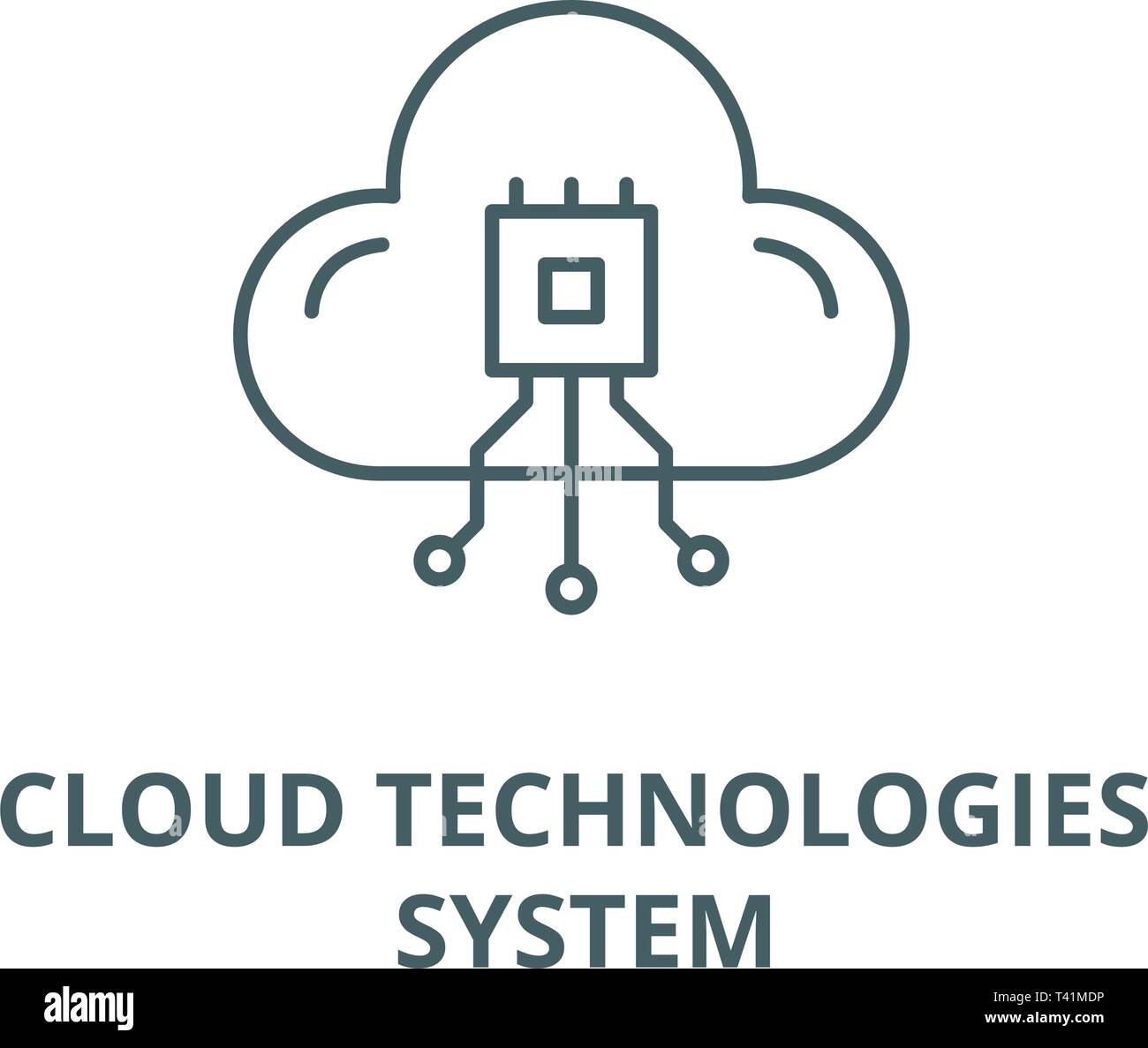 Cloud technologies system line icon, vector. Cloud technologies system ...
