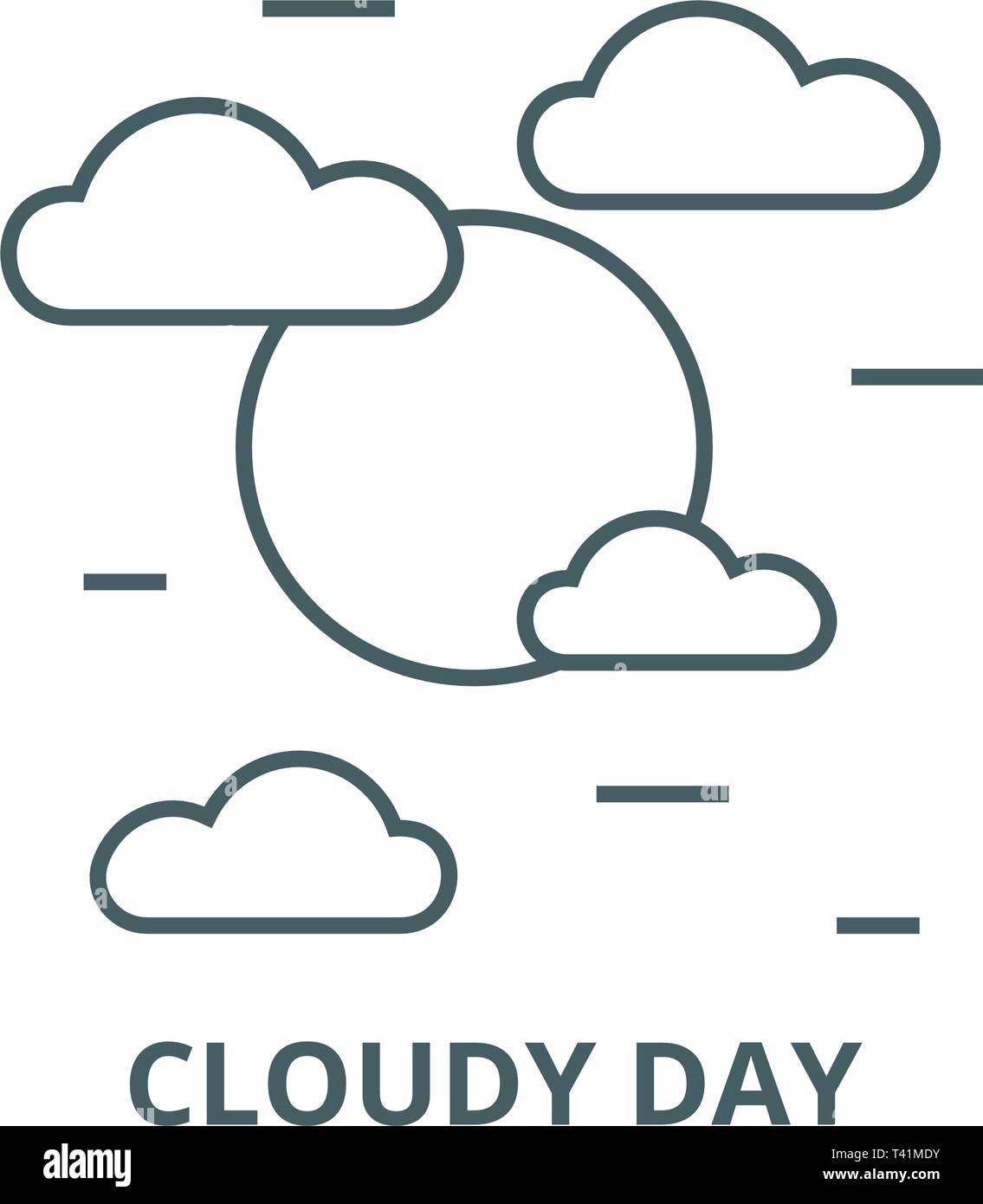 Cloudy day line icon, vector. Cloudy day outline sign, concept symbol ...