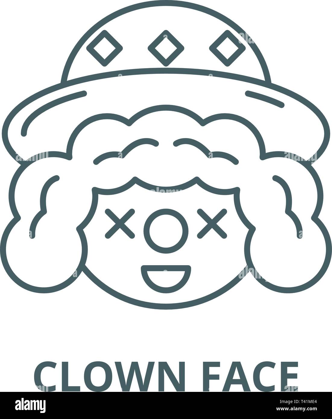 Clown face line icon, vector. Clown face outline sign, concept symbol ...