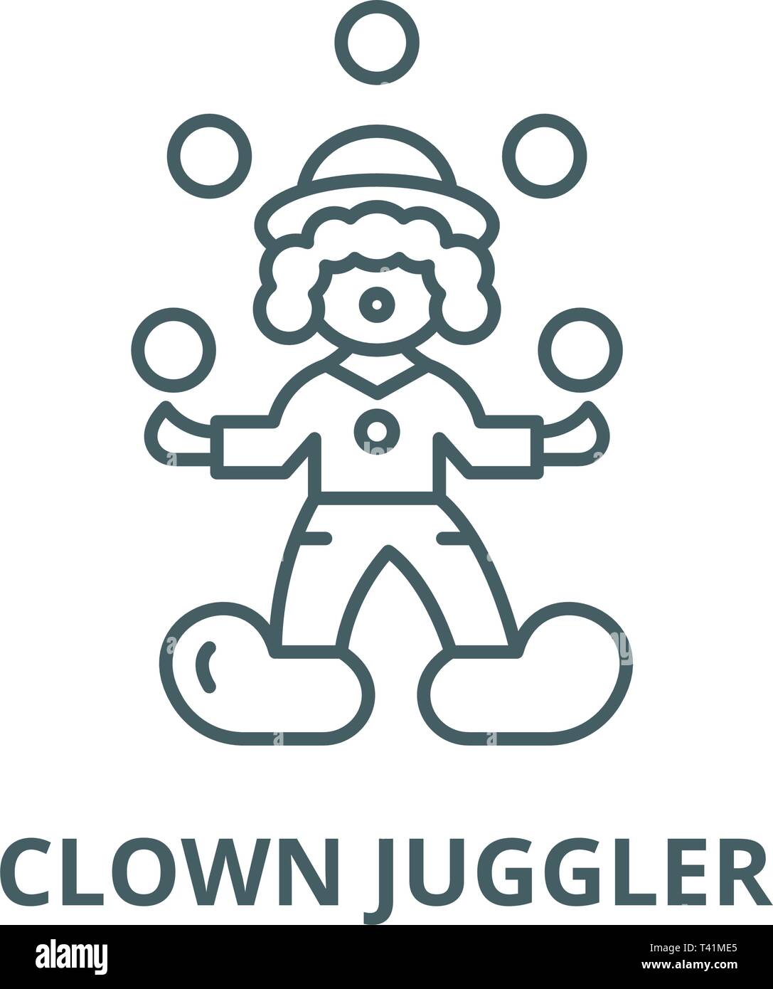 Clown juggler line icon, vector. Clown juggler outline sign, concept ...
