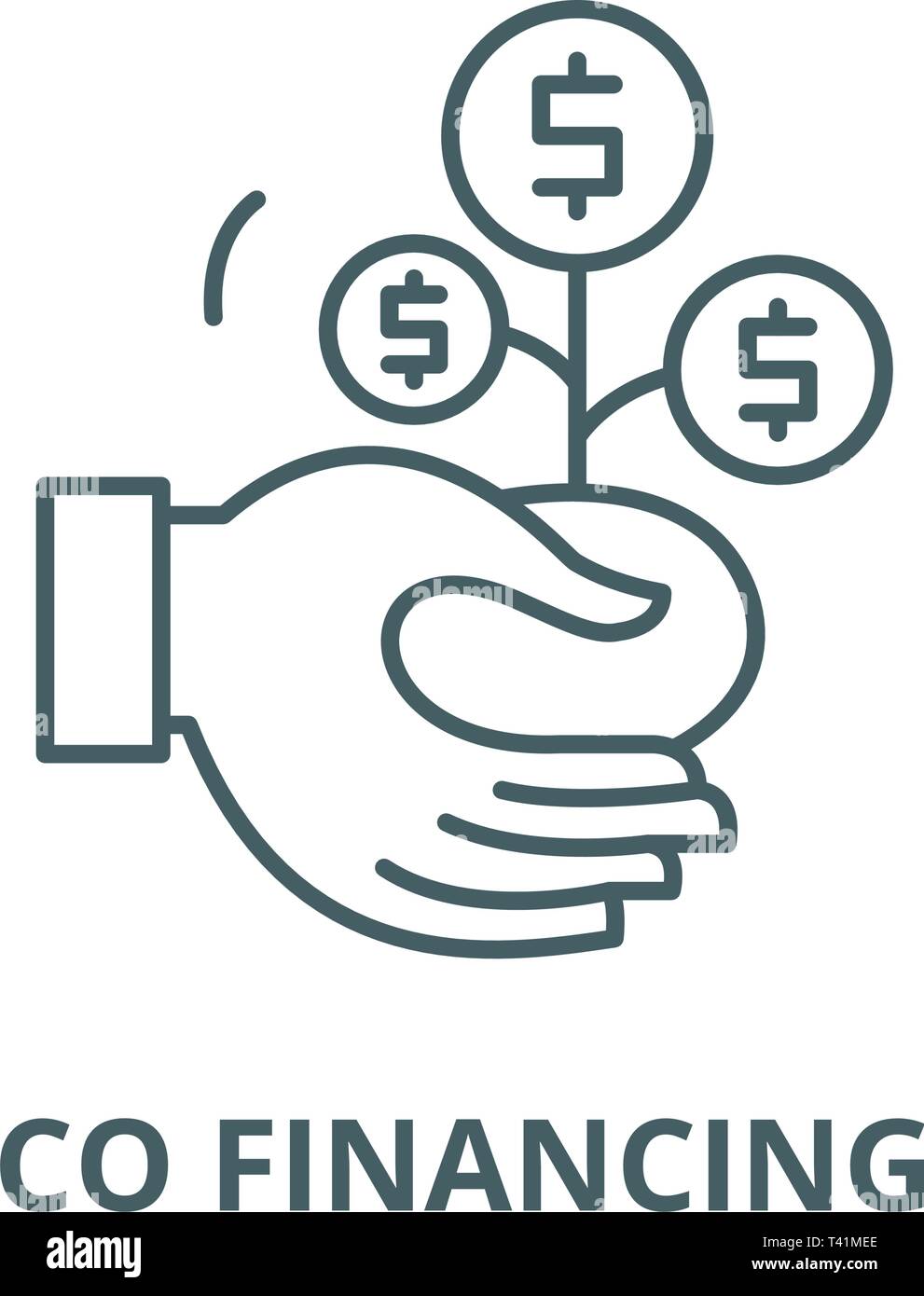 Co financing line icon, vector. Co financing outline sign, concept ...