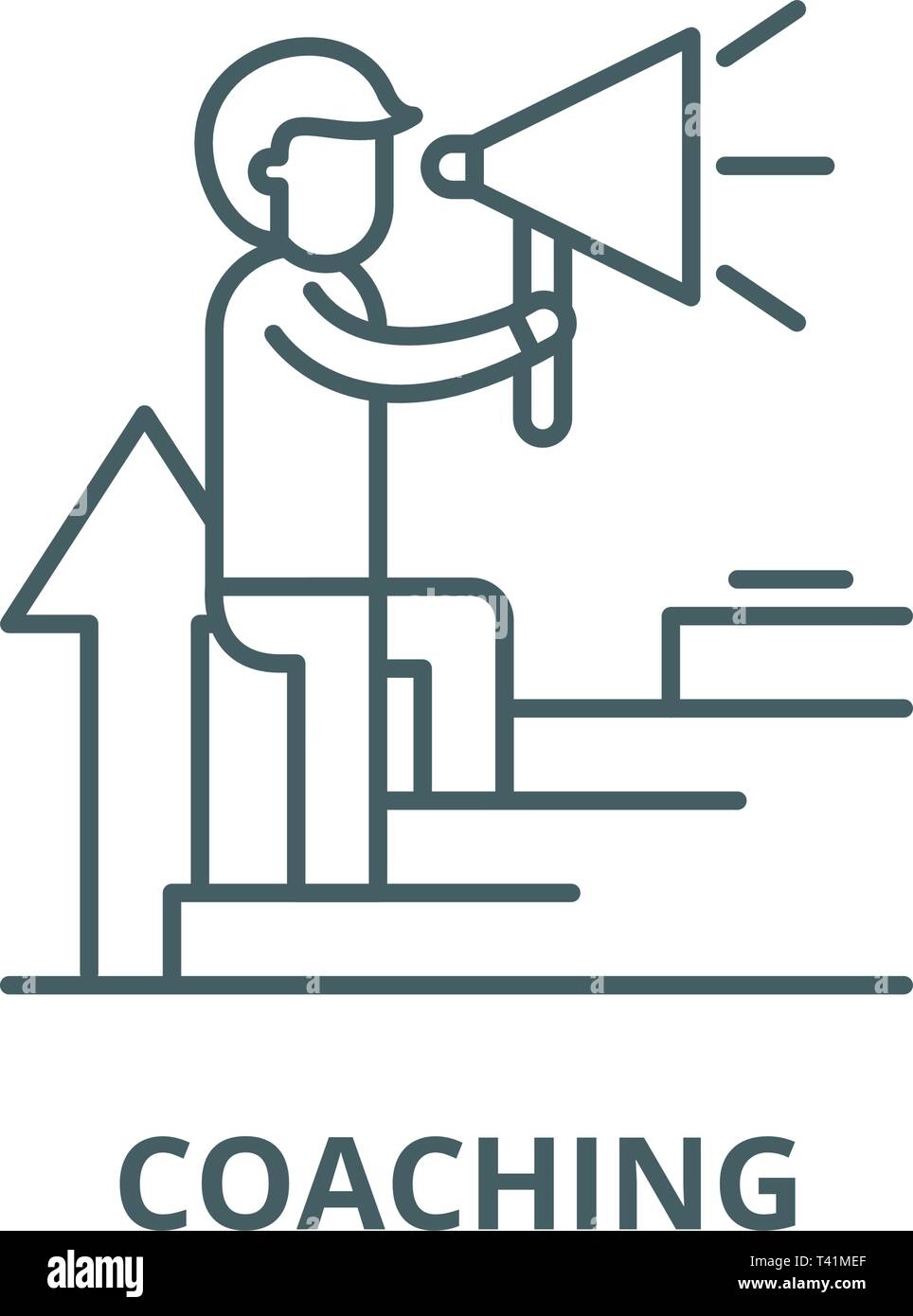 Coaching line icon, vector. Coaching outline sign, concept symbol, flat ...