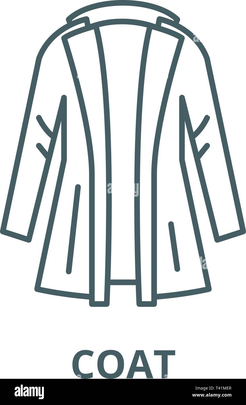Coat line icon, vector. Coat outline sign, concept symbol, flat ...