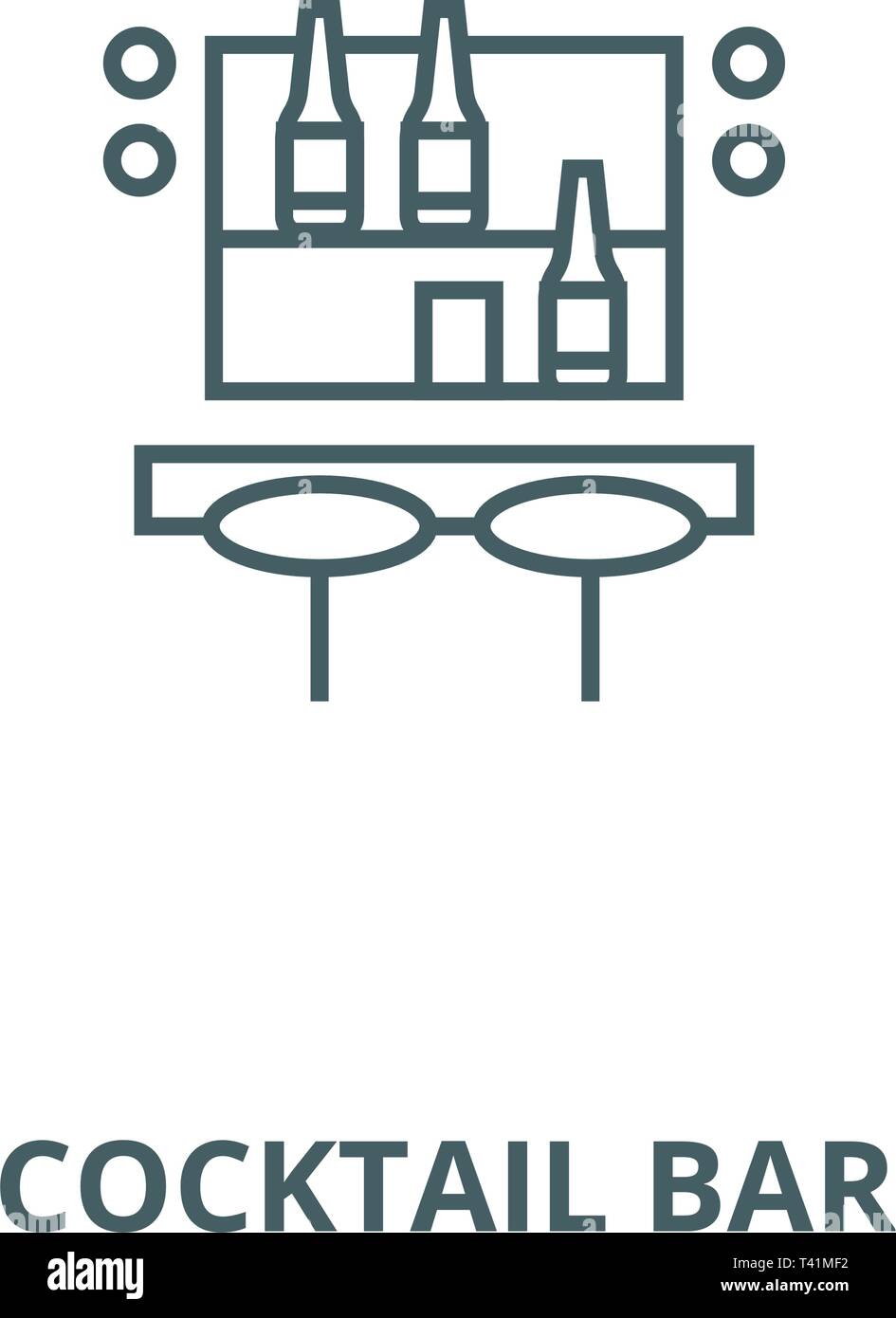 Cocktail bar line icon, vector. Cocktail bar outline sign, concept ...