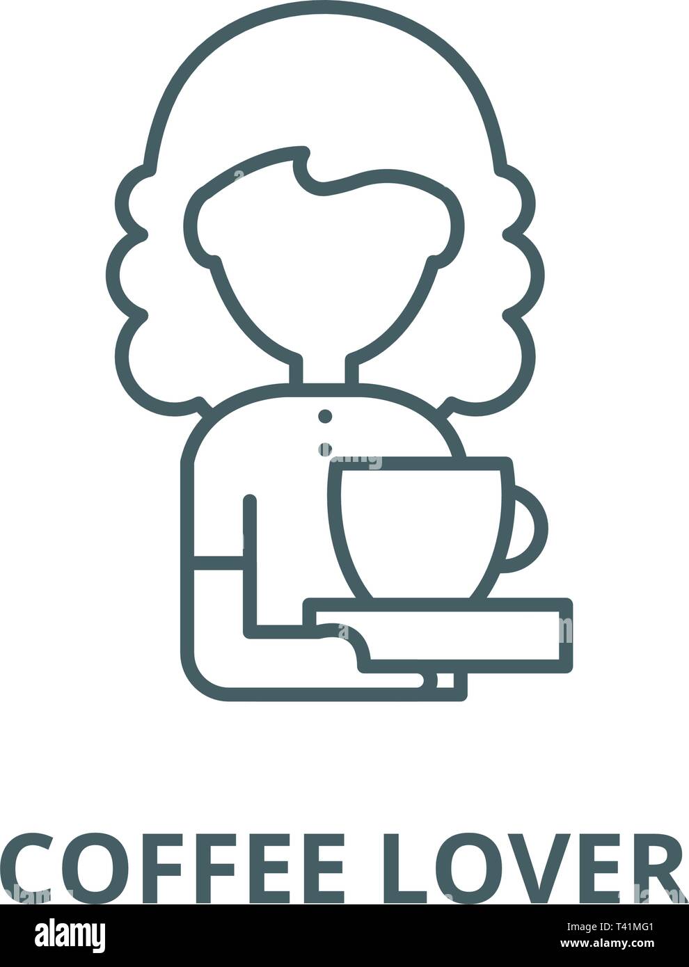 Coffee lover line icon, vector. Coffee lover outline sign, concept ...