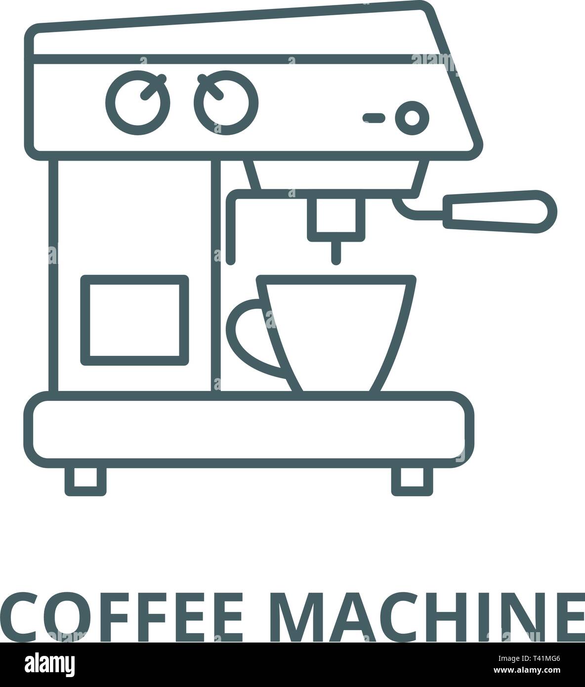 Coffee machine line icon, vector. Coffee machine outline sign, concept ...