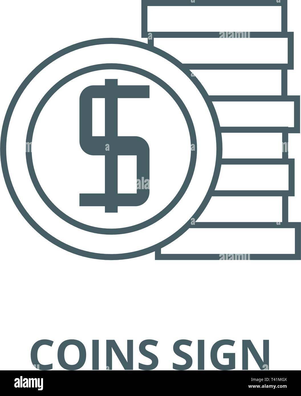Coins line icon, vector. Coins outline sign, concept symbol ...