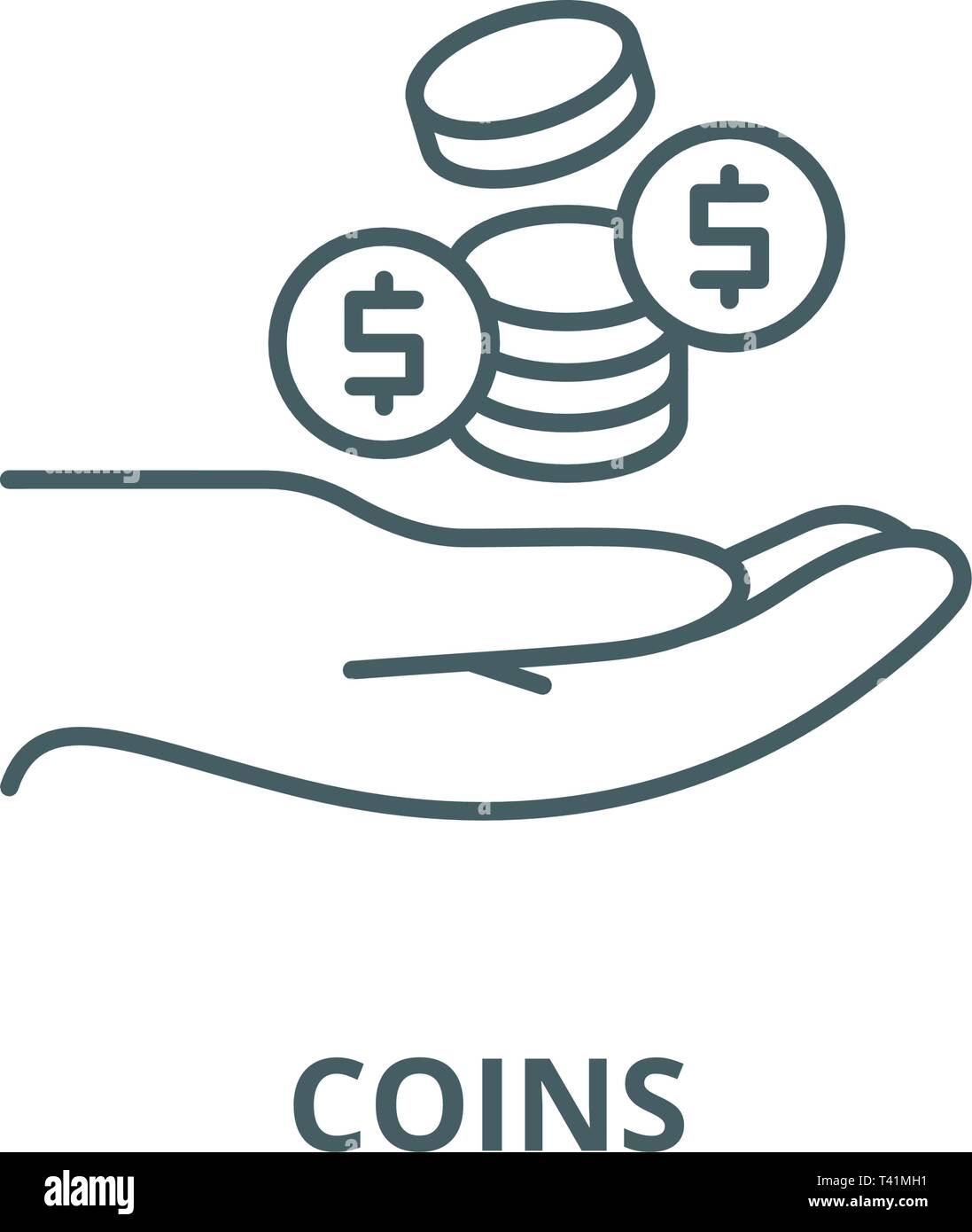 Coins line icon, vector. Coins outline sign, concept symbol, flat ...
