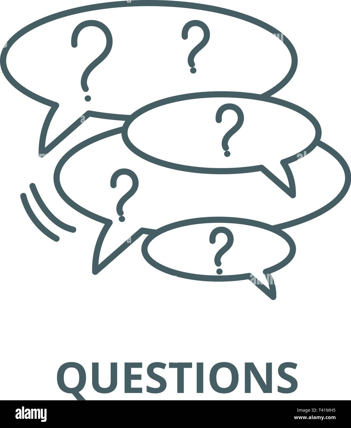 Collection of questions line icon, vector. Collection of questions ...