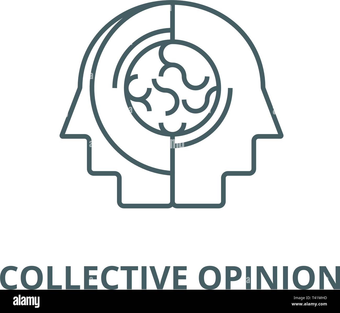 Collective opinion,thinking line icon, vector. Collective opinion ...