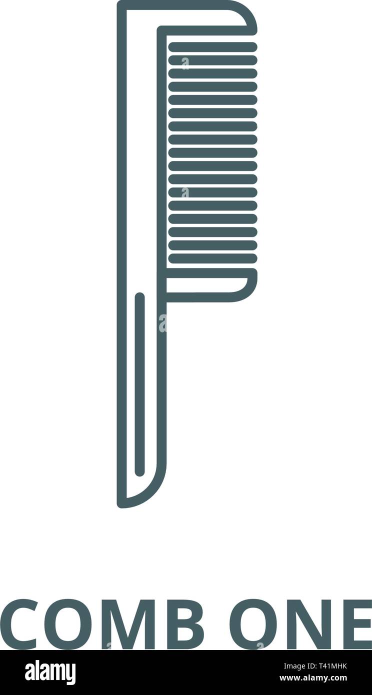 Comb one line icon, vector. Comb one outline sign, concept symbol, flat ...