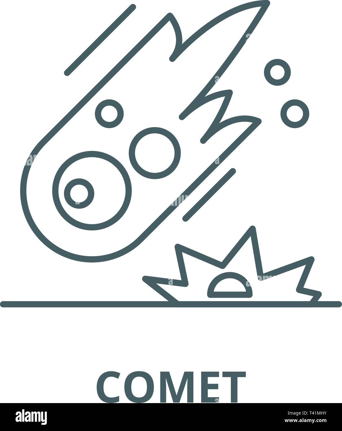 Comet line icon, vector. Comet outline sign, concept symbol, flat ...