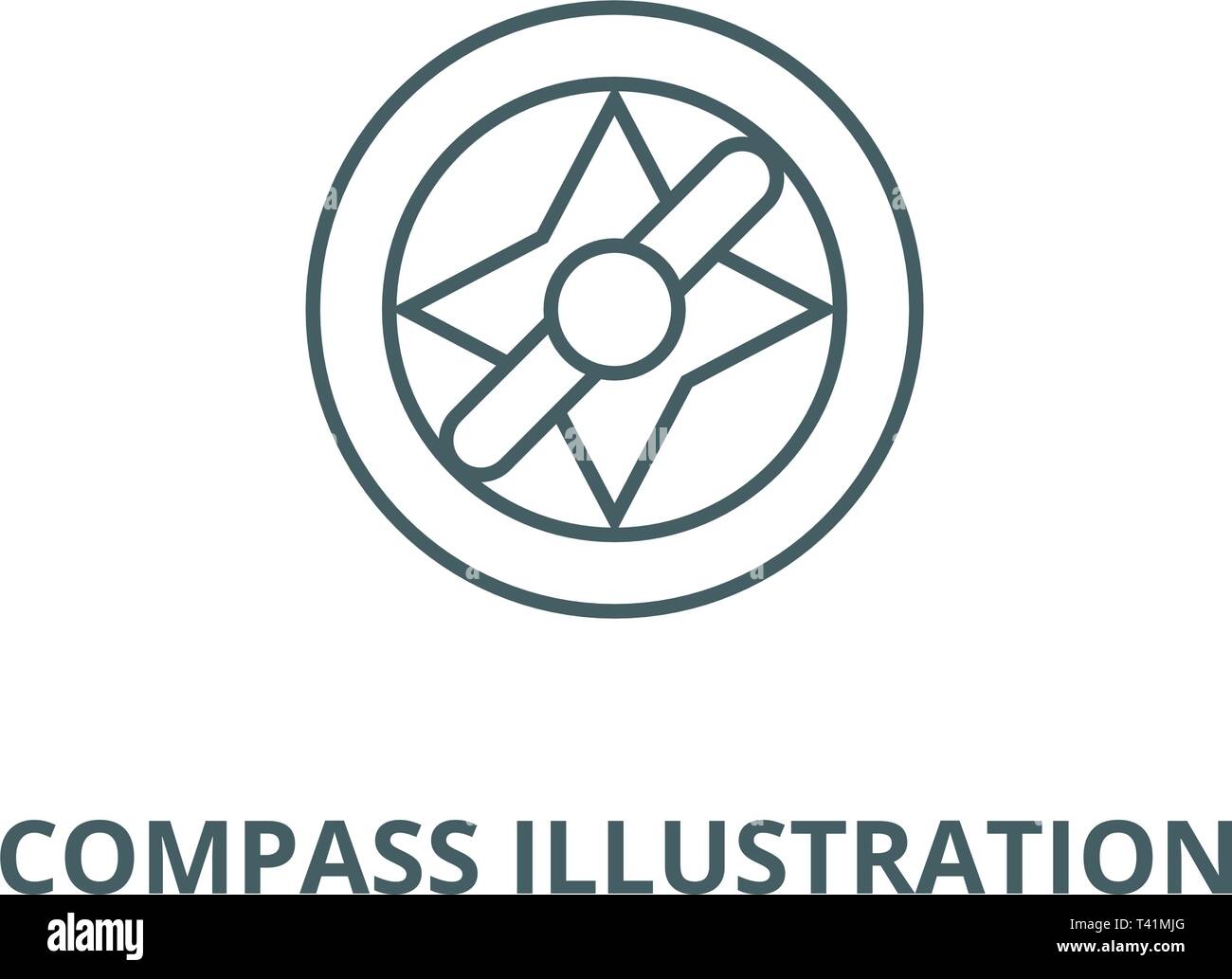 Compass illustration line icon, vector. Compass illustration outline ...