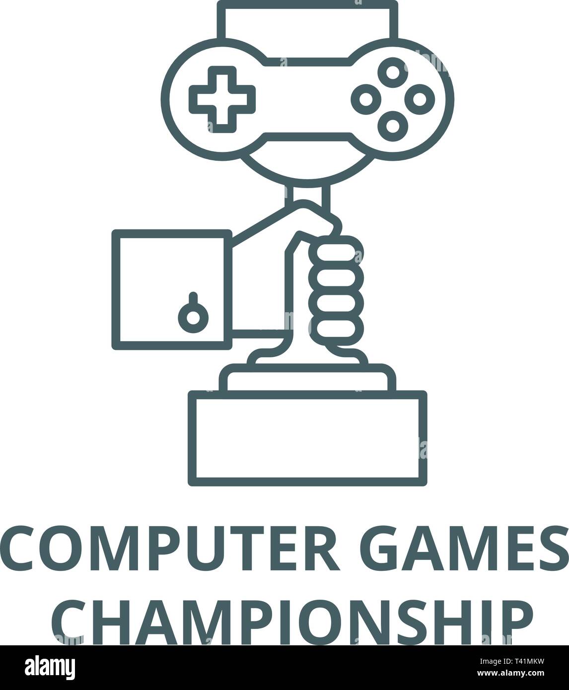 Computer games championship line icon, vector. Computer games ...