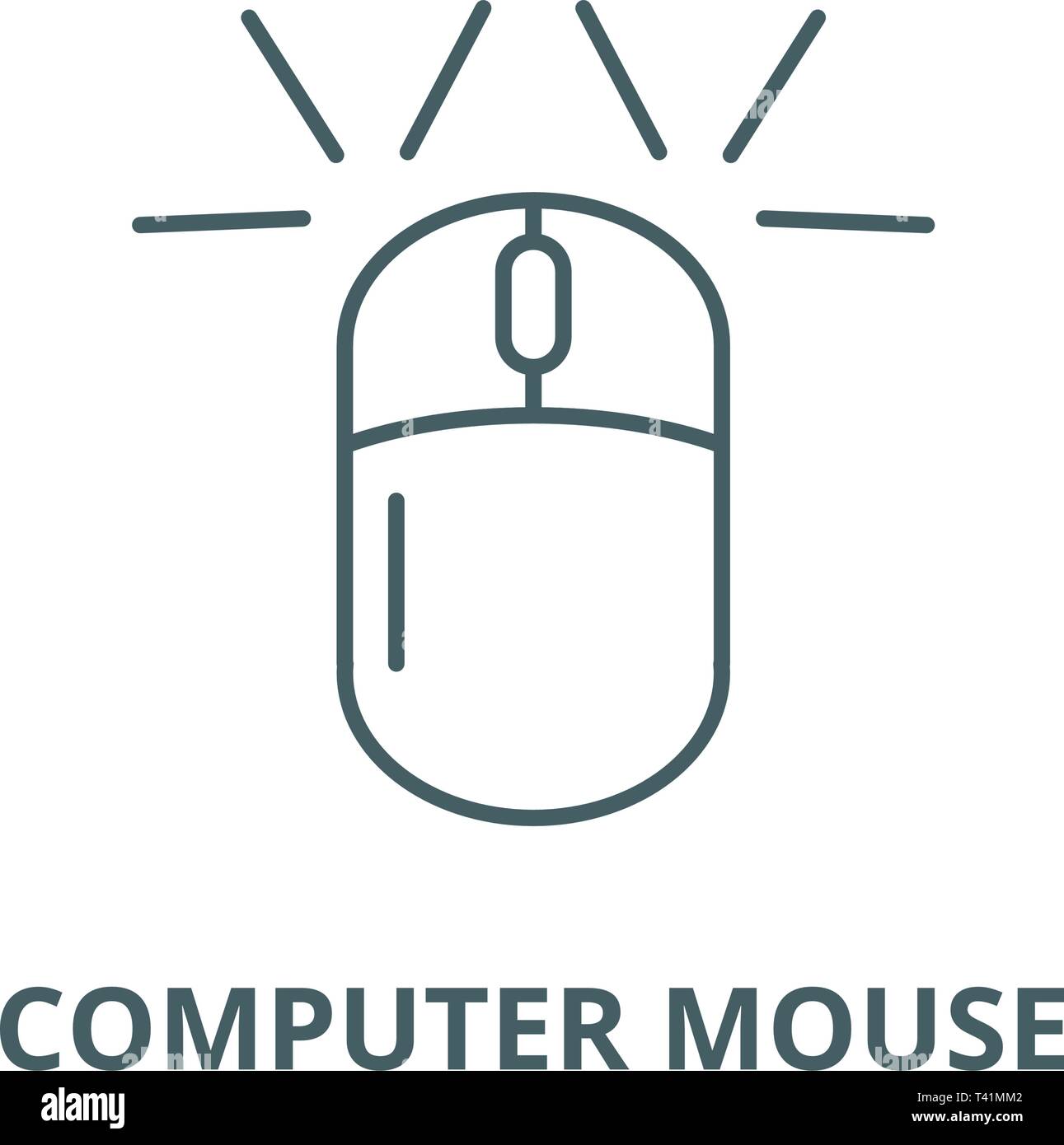 Computer mouse line icon, vector. Computer mouse outline sign, concept symbol, flat illustration ...