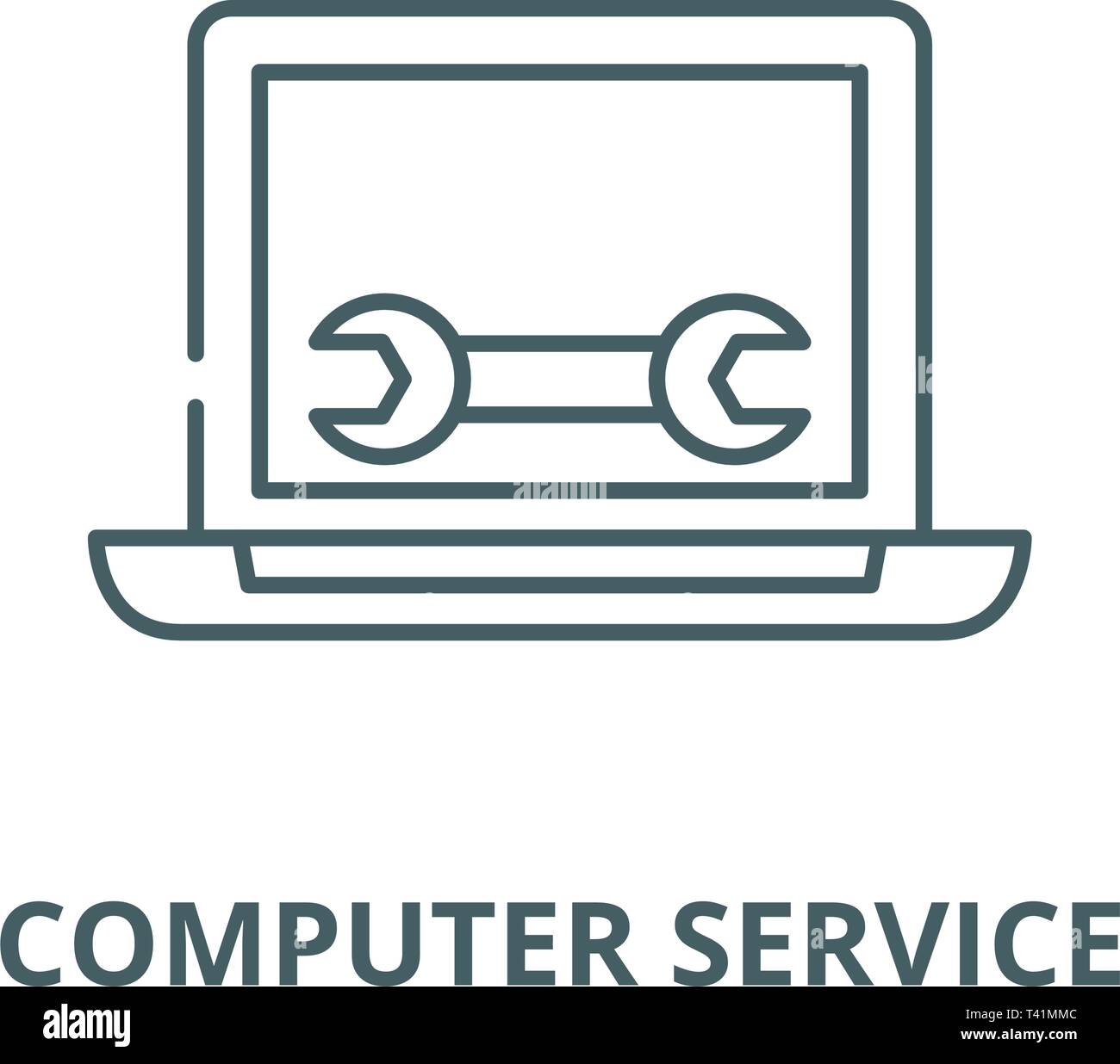 Computer service line icon, vector. Computer service outline sign ...