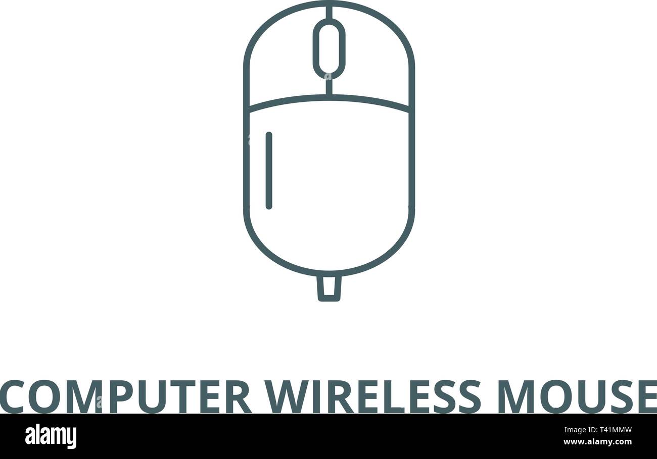 Computer wireless mouse line icon, vector. Computer wireless mouse ...