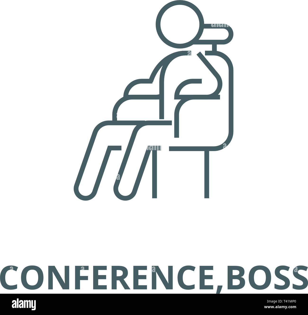 Conference,boss line icon, vector. Conference,boss outline sign ...
