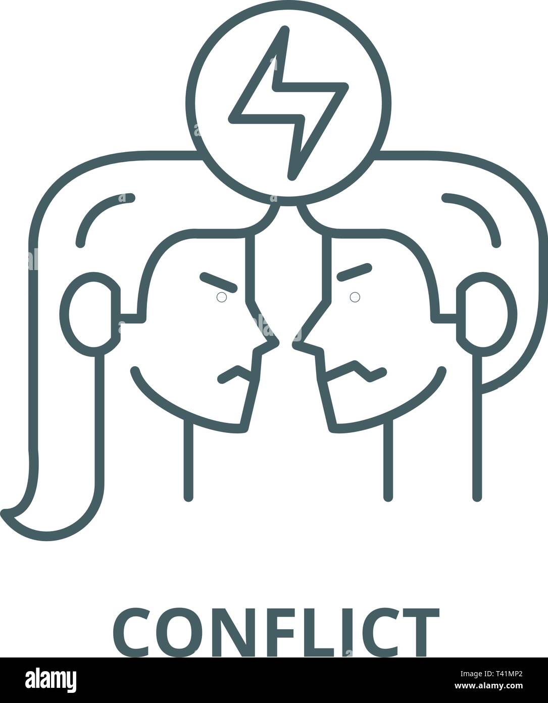 Conflict line icon, vector. Conflict outline sign, concept symbol, flat ...