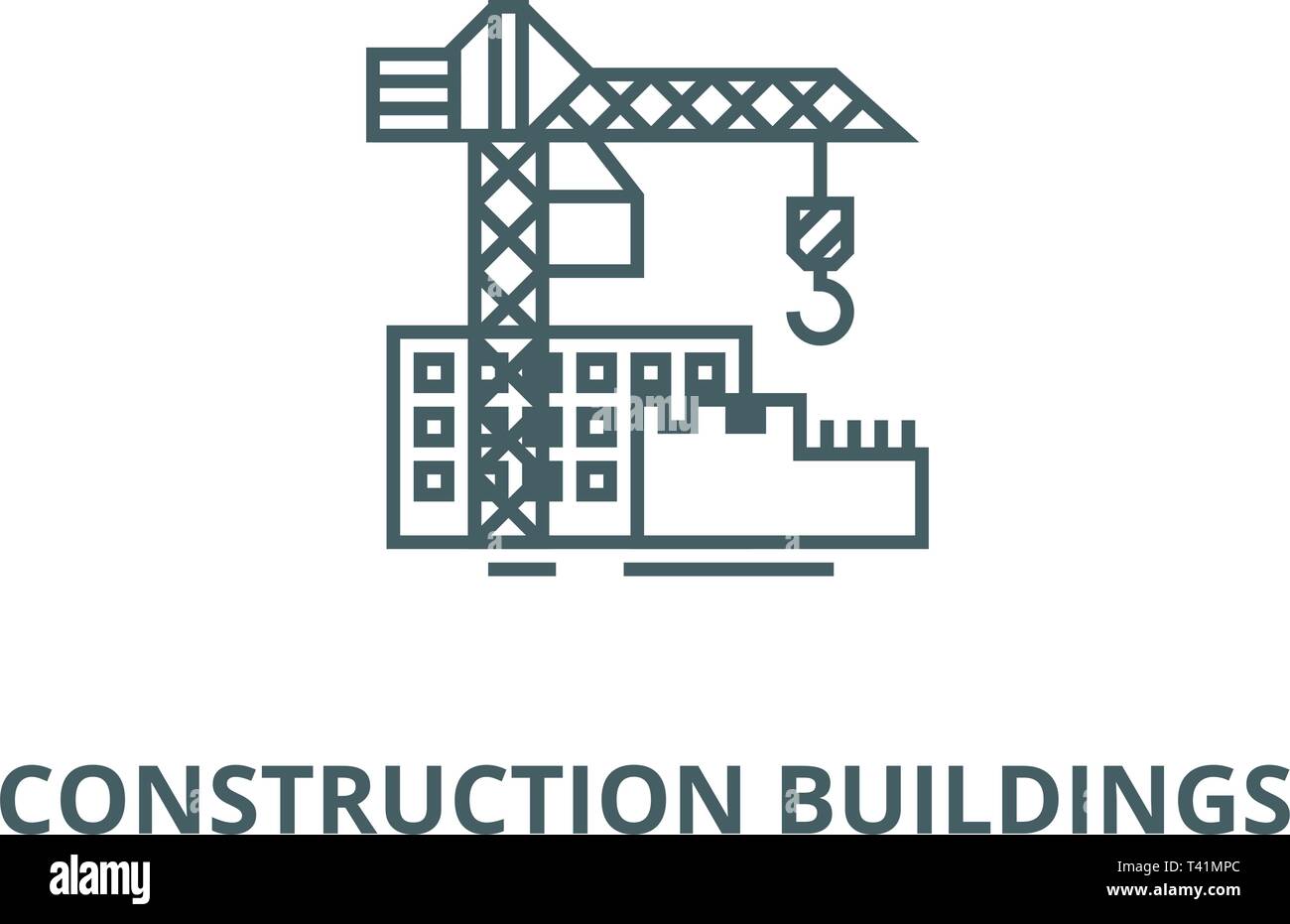 Construction buildings line icon, vector. Construction buildings ...