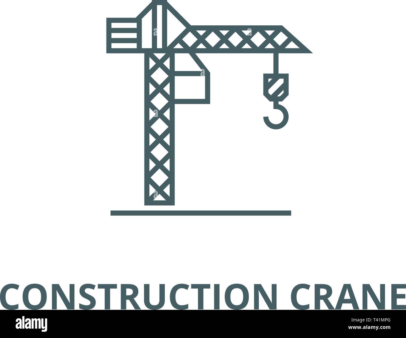 Construction crane line icon, vector. Construction crane outline sign ...