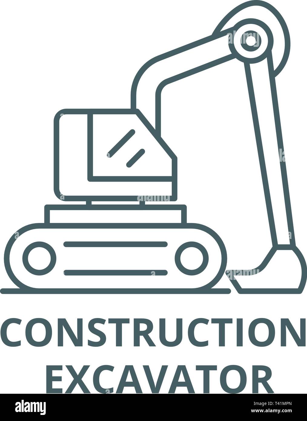 Construction excavator line icon, vector. Construction excavator ...