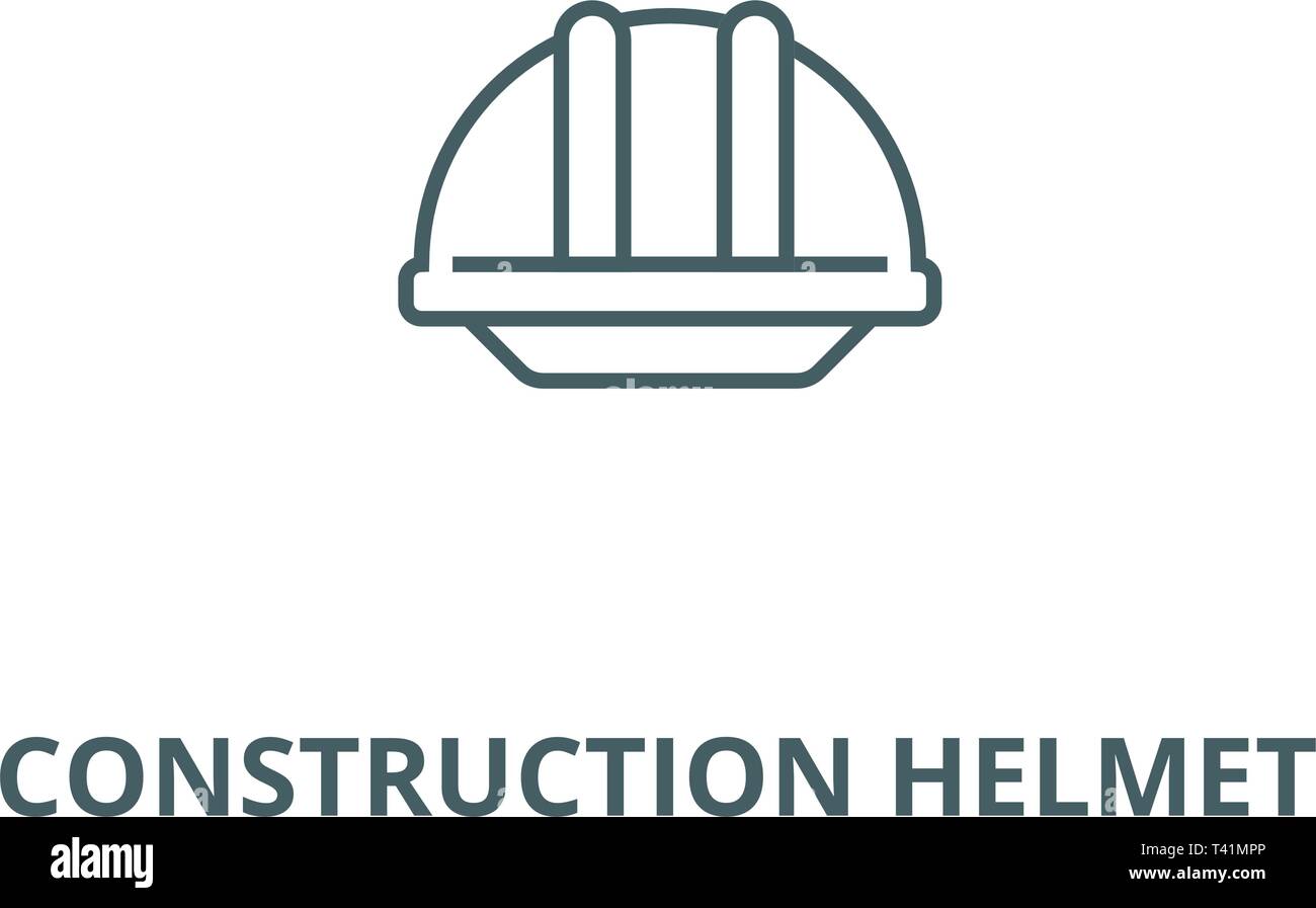 Construction helmet line icon, vector. Construction helmet outline sign ...