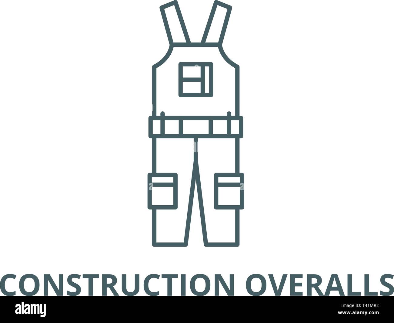Construction overalls line icon, vector. Construction overalls outline ...
