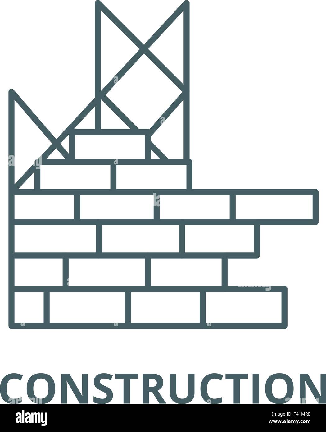 Construction, building brick wall line icon, vector. Construction ...