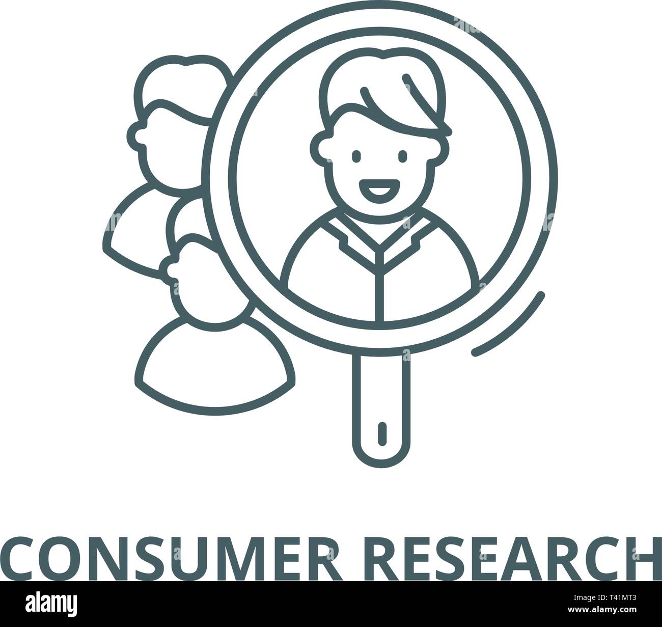 Consumer research line icon, vector. Consumer research outline sign ...