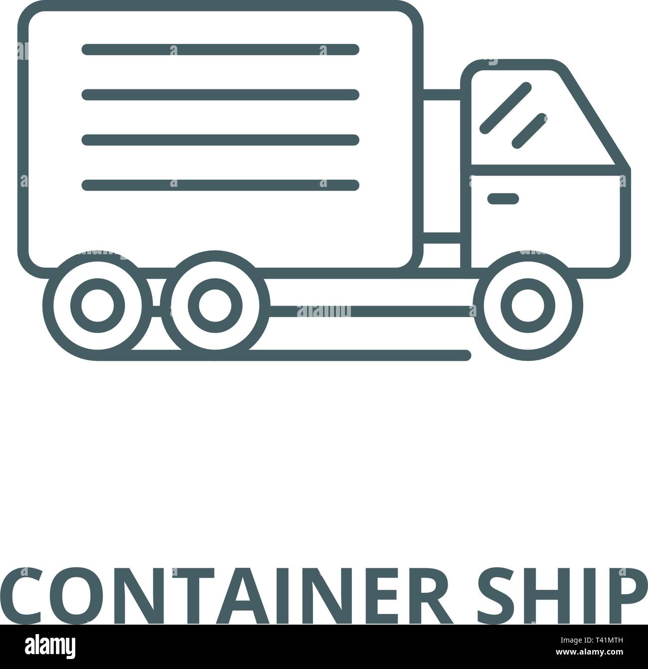 Container ship line icon, vector. Container ship outline sign, concept ...