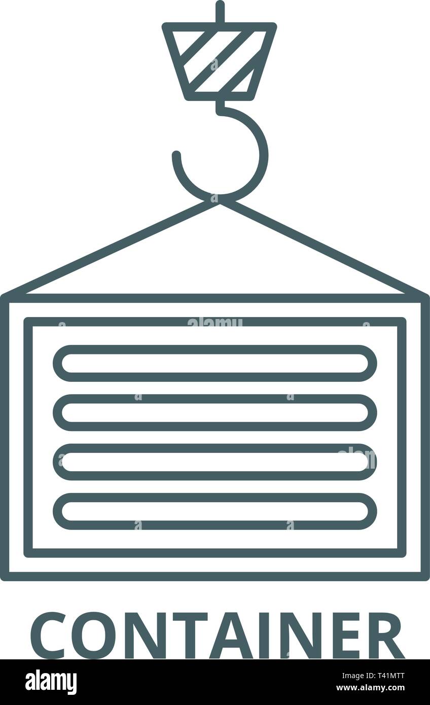 Container line icon, vector. Container outline sign, concept symbol ...