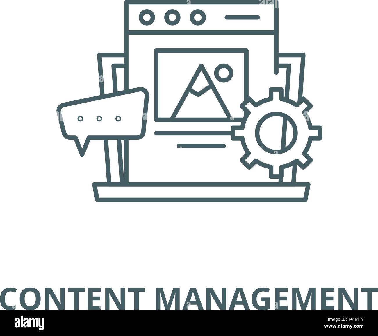 Content management line icon, vector. Content management outline sign ...