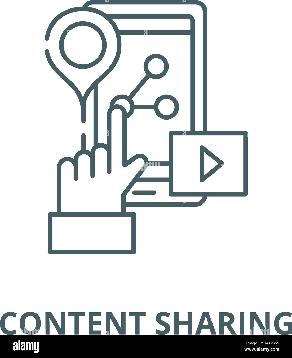 Content sharing line icon, vector. Content sharing outline sign ...