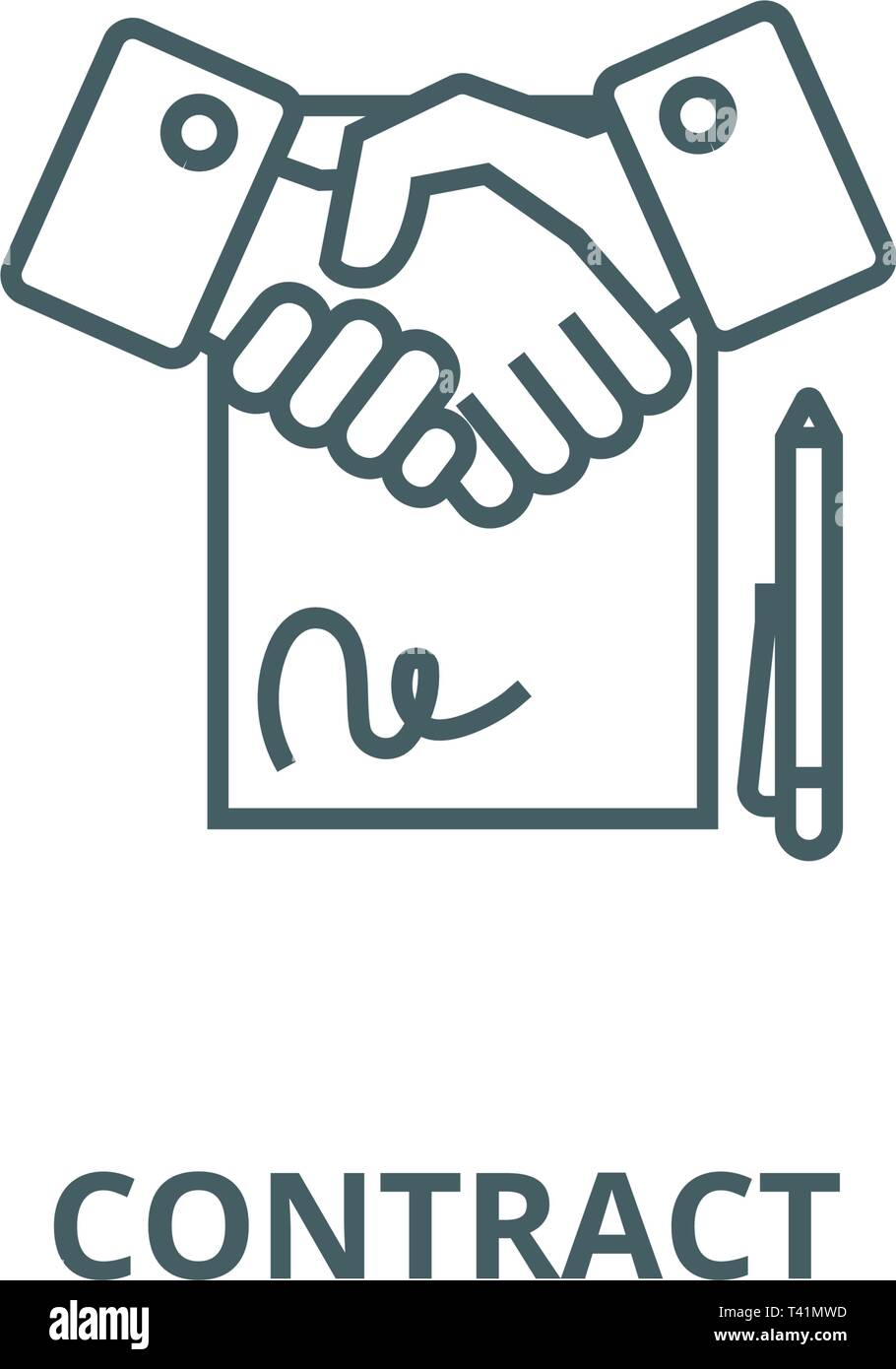 Contract line icon, vector. Contract outline sign, concept symbol, flat ...